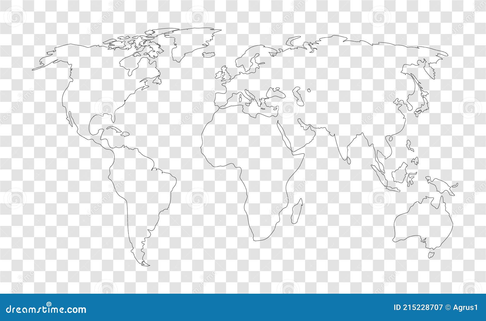 World Map on Transparent Outline Background Stock Vector - Illustration ...