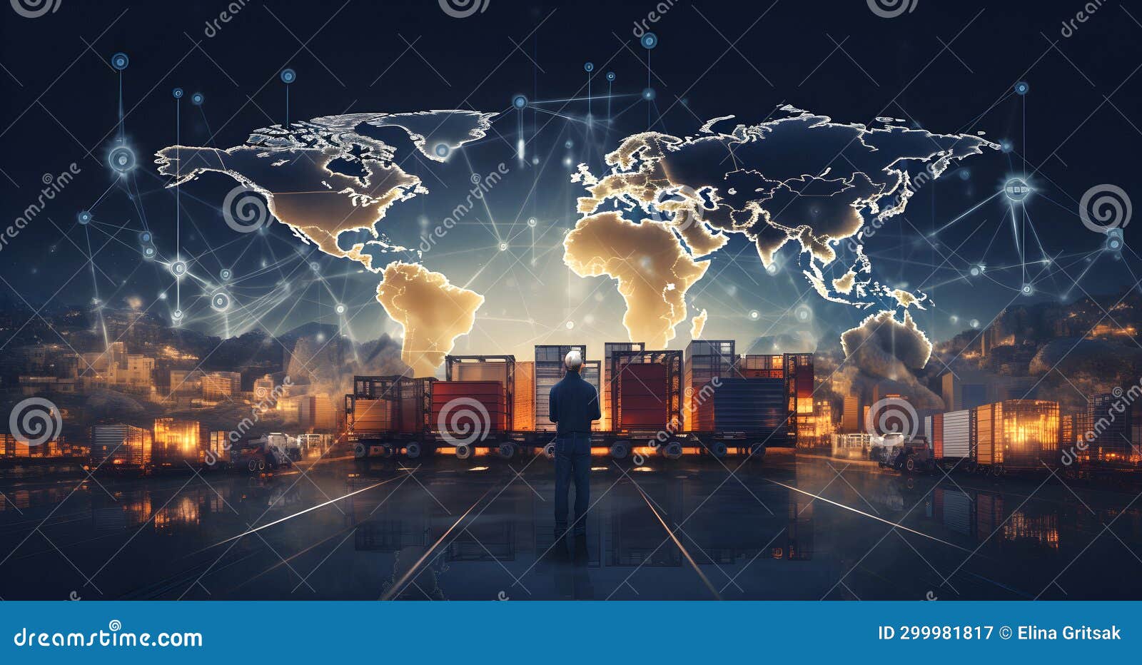 World Map, Transportation Industrial Concept, Container Cargo, Logistic ...