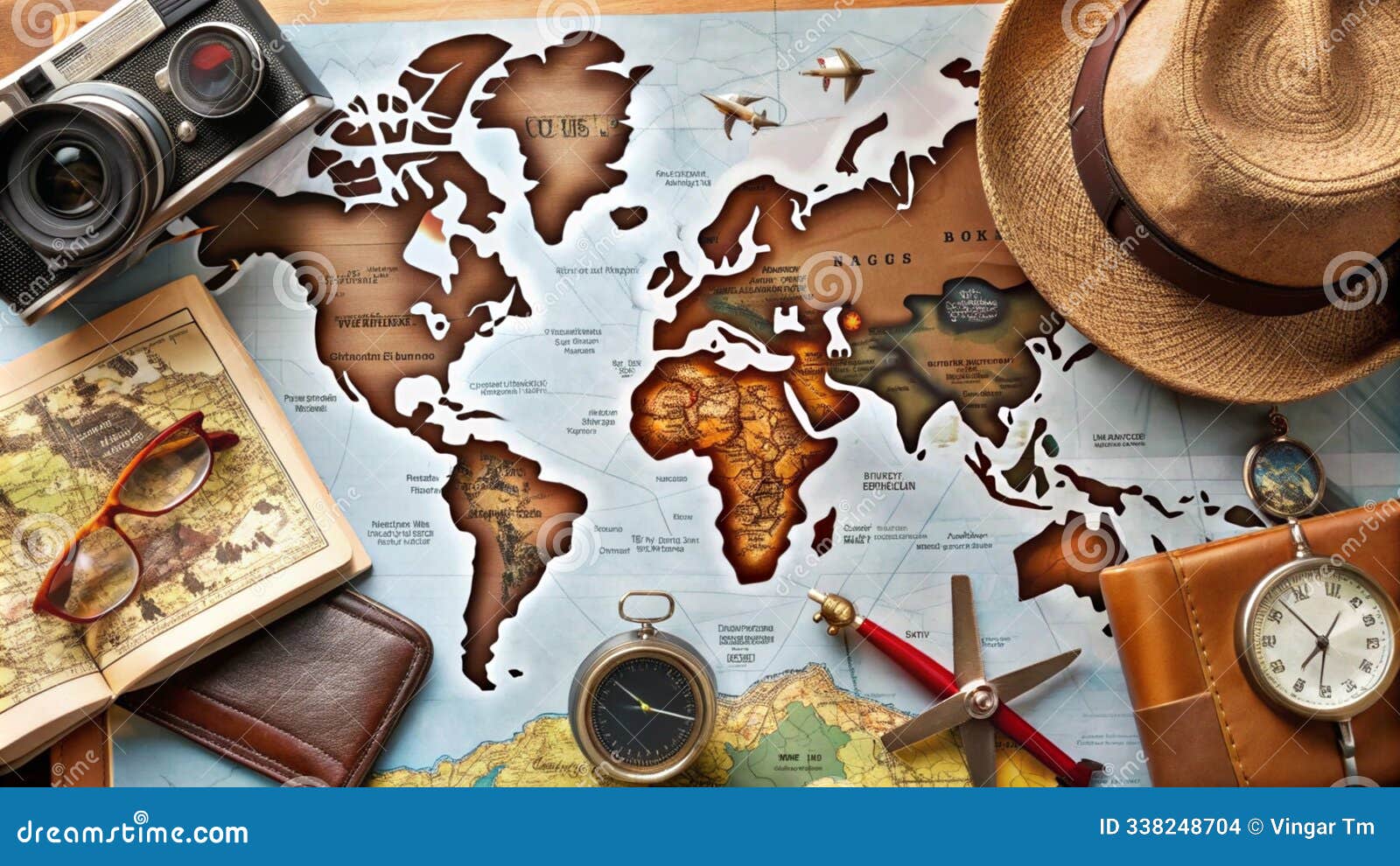 Camera Compass At The Map Royalty-Free Stock Photography ...