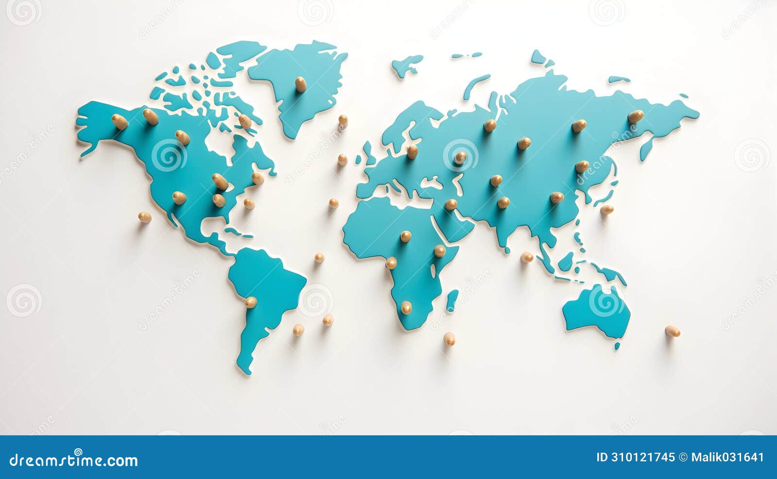 A World Map with Travel Pins Marking Destination Stock Illustration ...