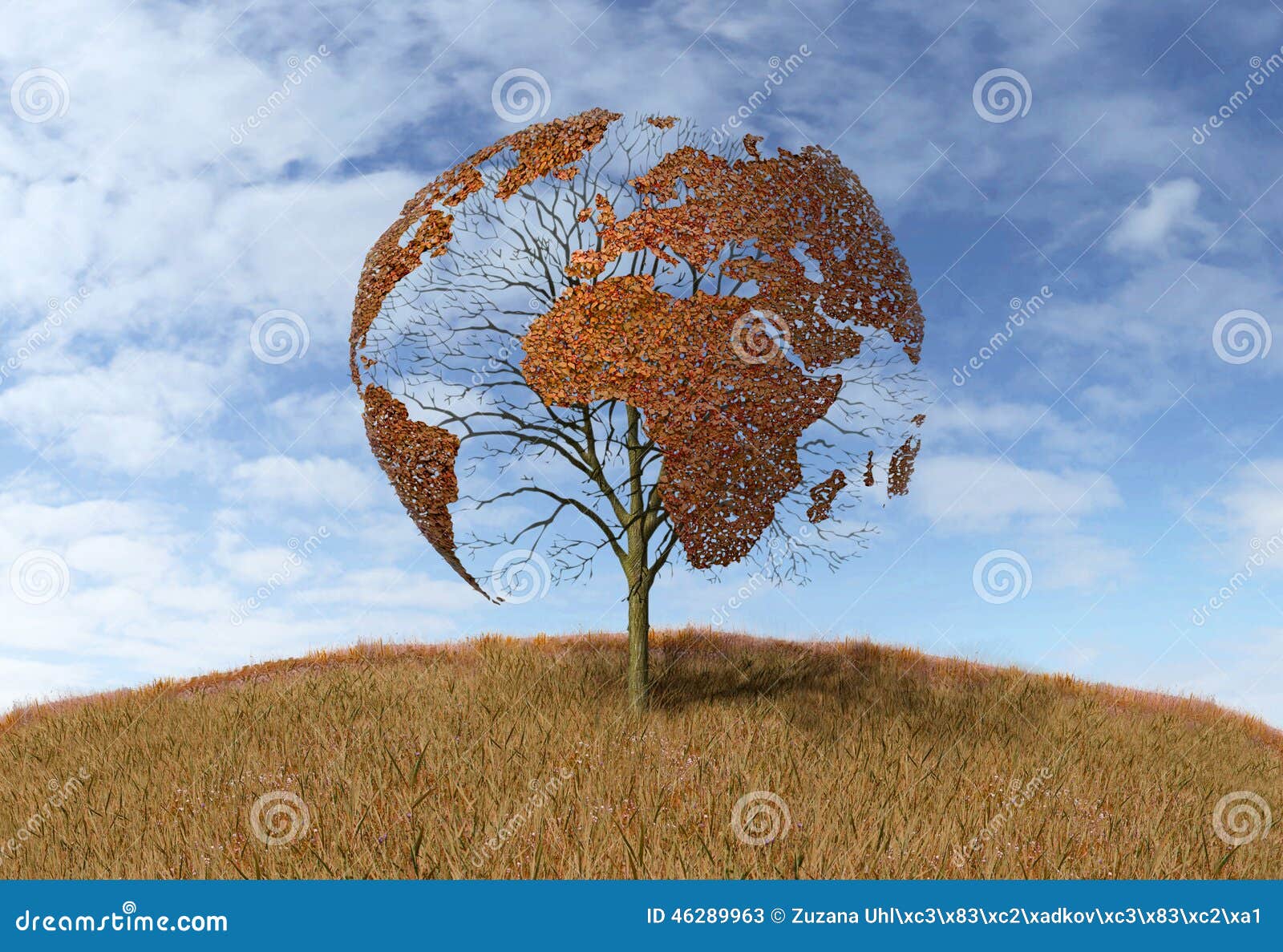 World map on a tree stock illustration. Illustration of isolated - 46289963