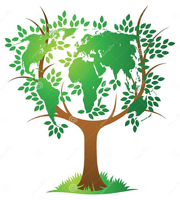 World Map Tree stock vector. Illustration of brown, ecology - 35959505
