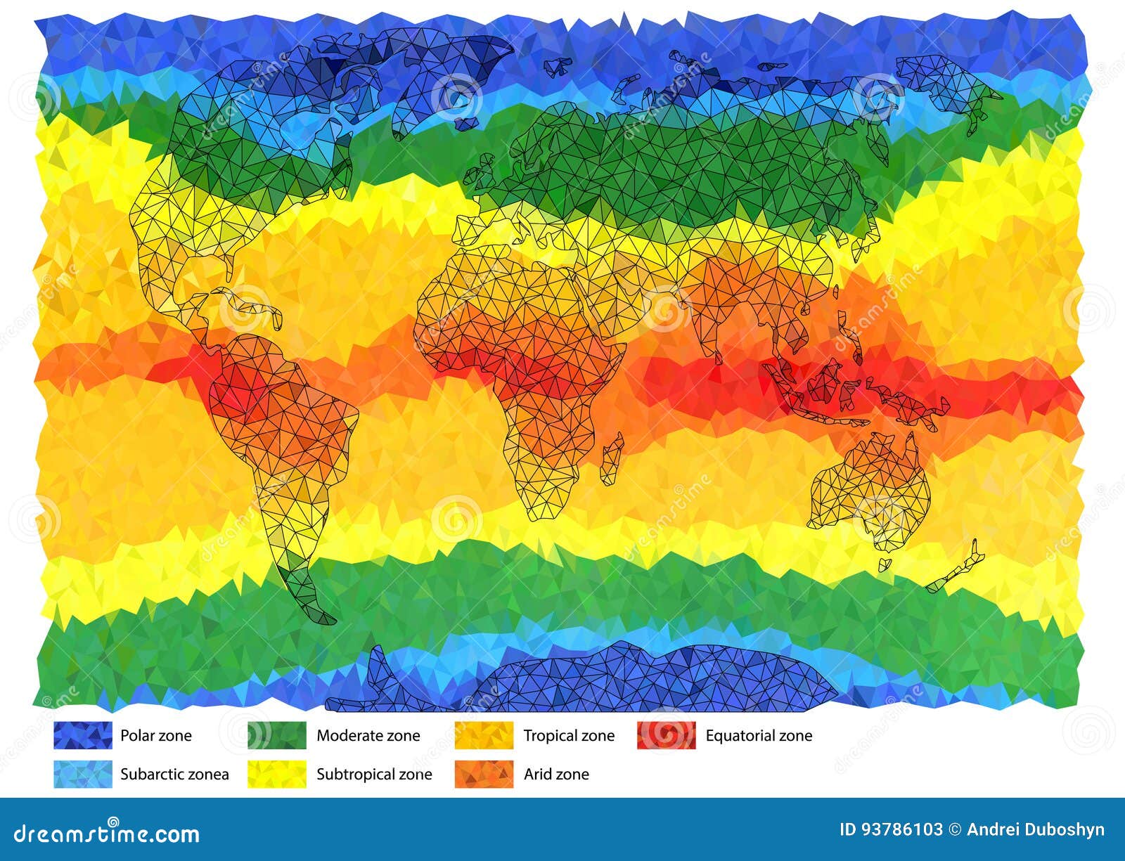 World Map in Triangles Colored Stock Vector - Illustration of ...