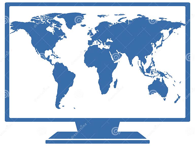 World map in TV stock vector. Illustration of geographical - 41638394