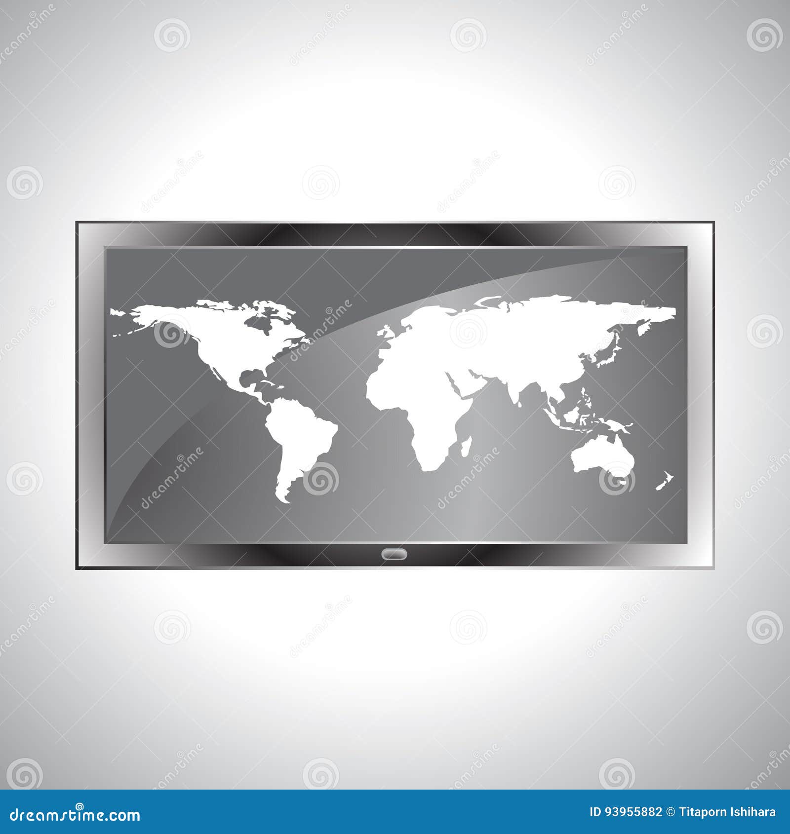 World Map on TV LCD vector stock vector. Illustration of classic - 93955882