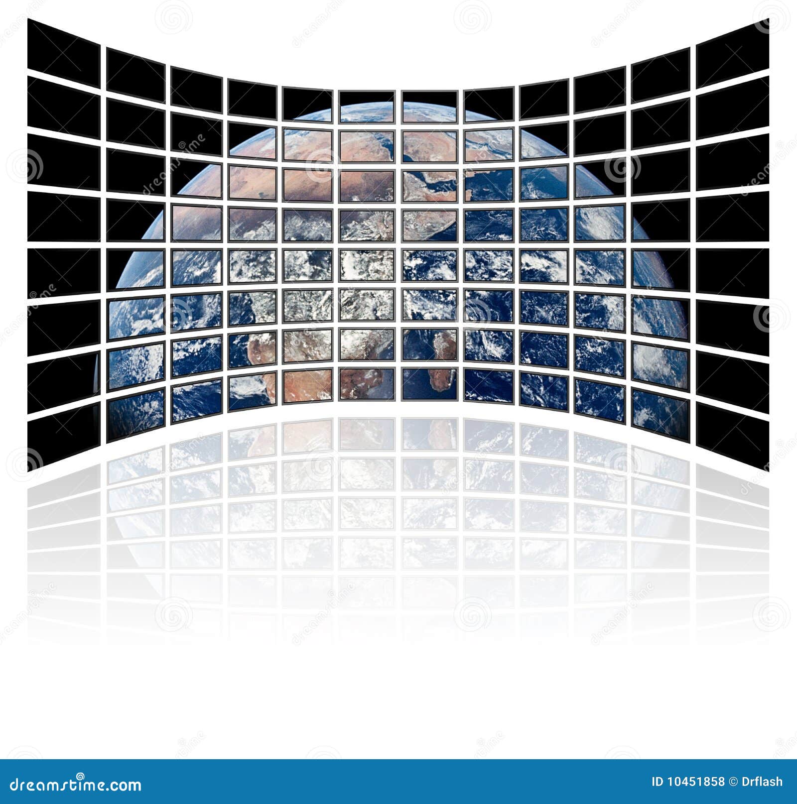 World Map on Tv Screens (white Background) Stock Illustration ...