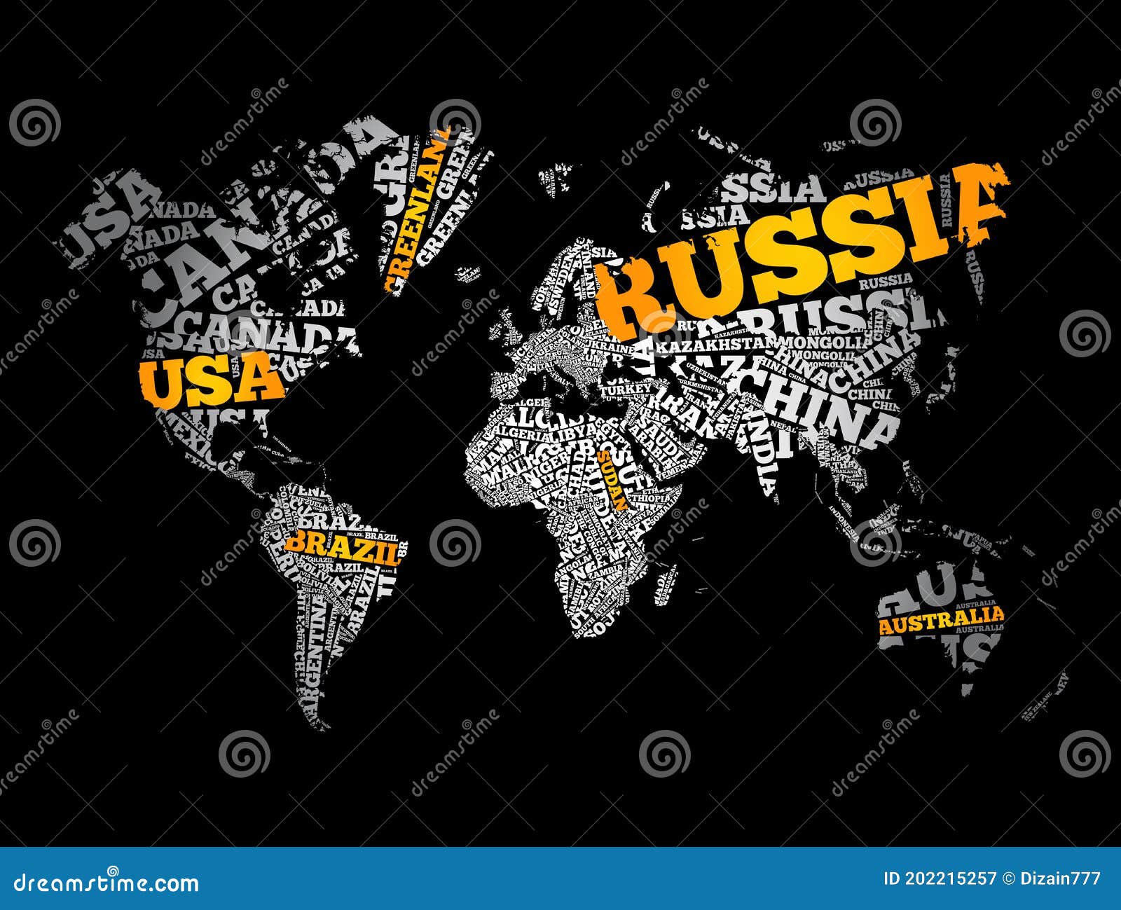 World Map in Typography Word Cloud Concept Stock Illustration ...