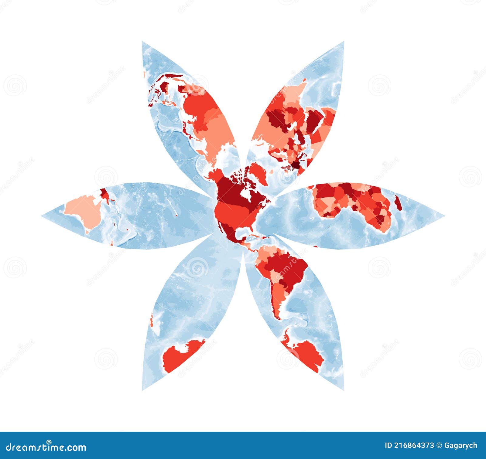 World Map. the U.S.-centric Gingery World. Stock Vector - Illustration ...