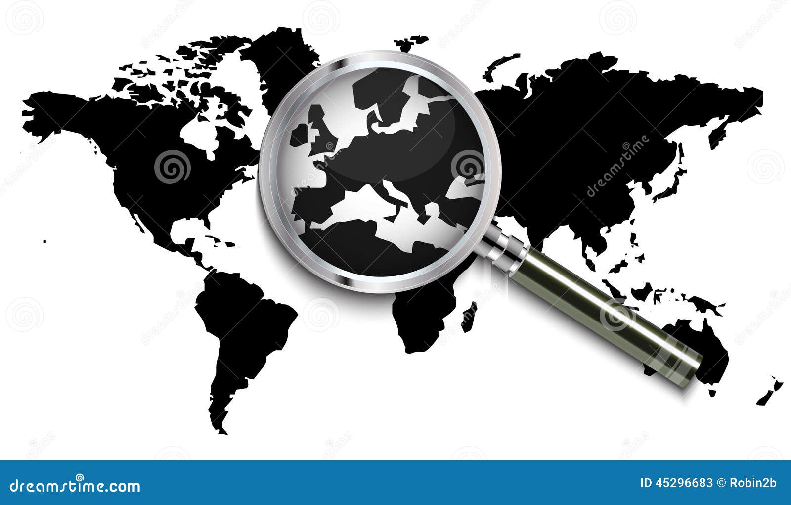 World Map Under Magnifying Glass Cartoon Vector | CartoonDealer.com ...