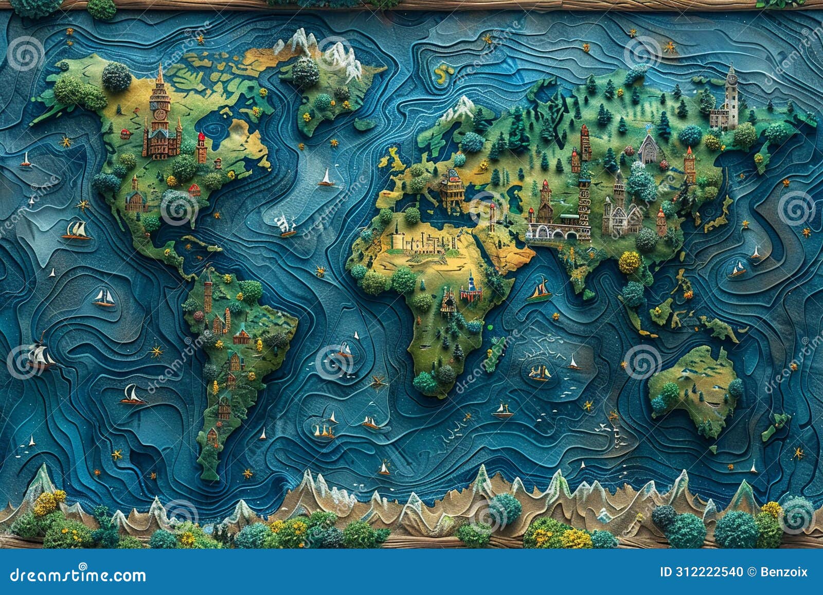World Map in a Unique Digital Art Style Stock Photo - Image of creation ...
