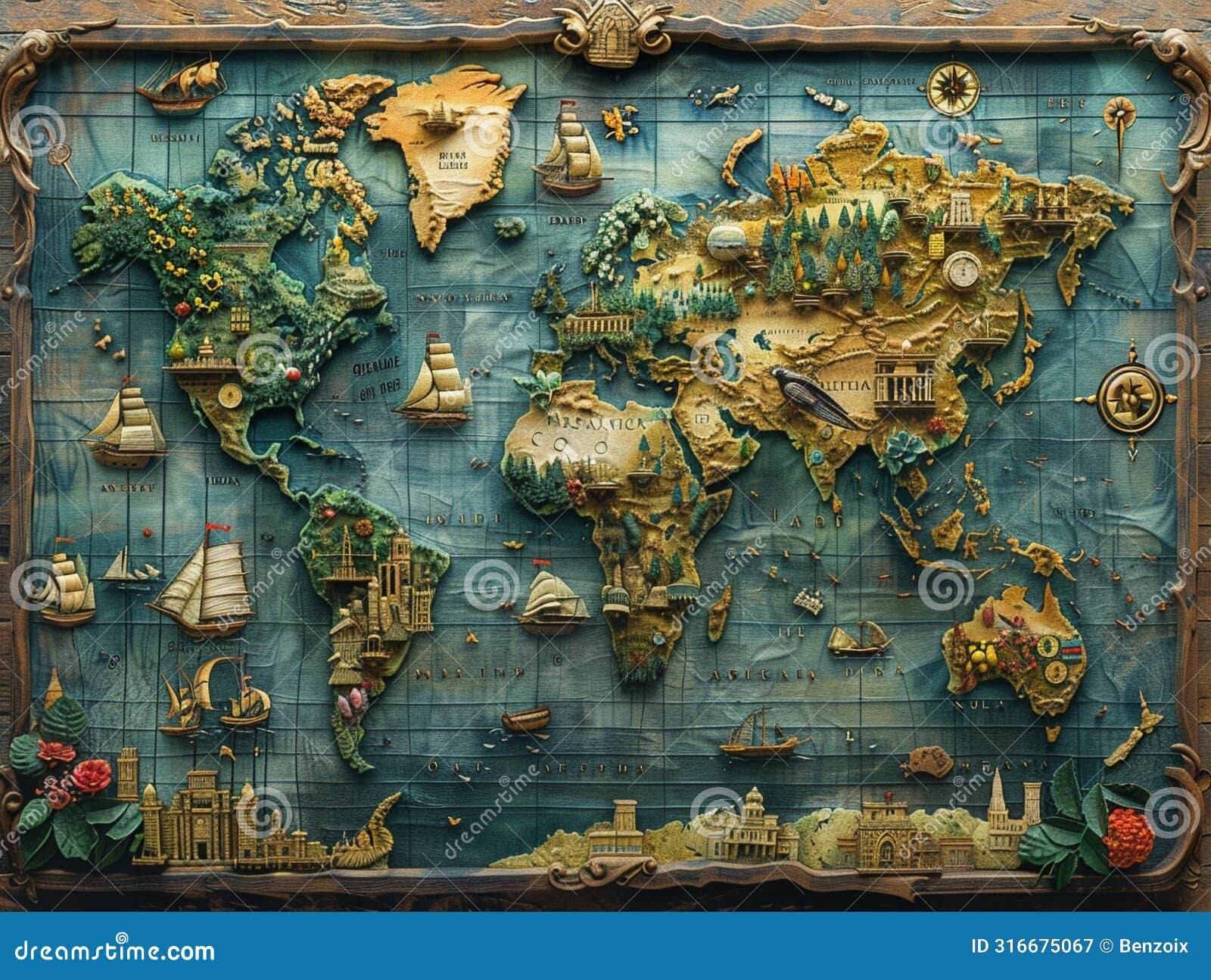 World Map in a Unique Digital Art Style Stock Image - Image of ...