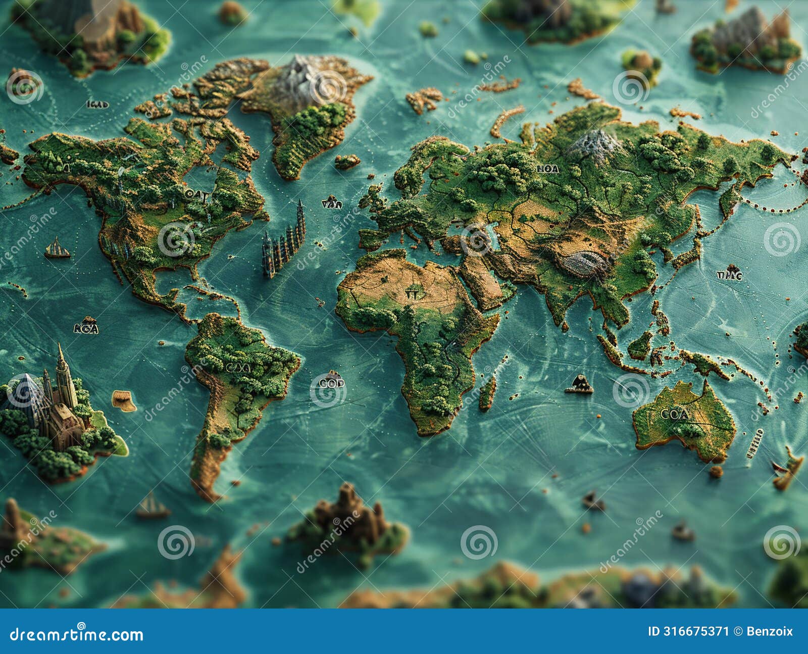 World Map in a Unique Digital Art Style Stock Image - Image of ...