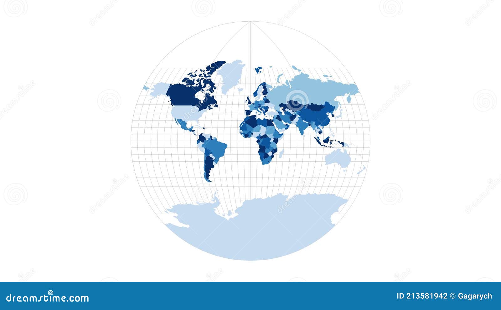World Map. Van Der Grinten III Projection Stock Illustration ...
