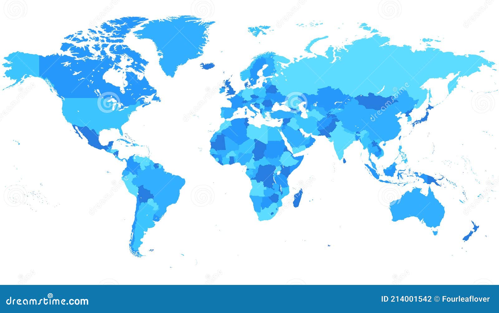 Blue World Map. Full Vector Abstract Illustration Stock Vector ...