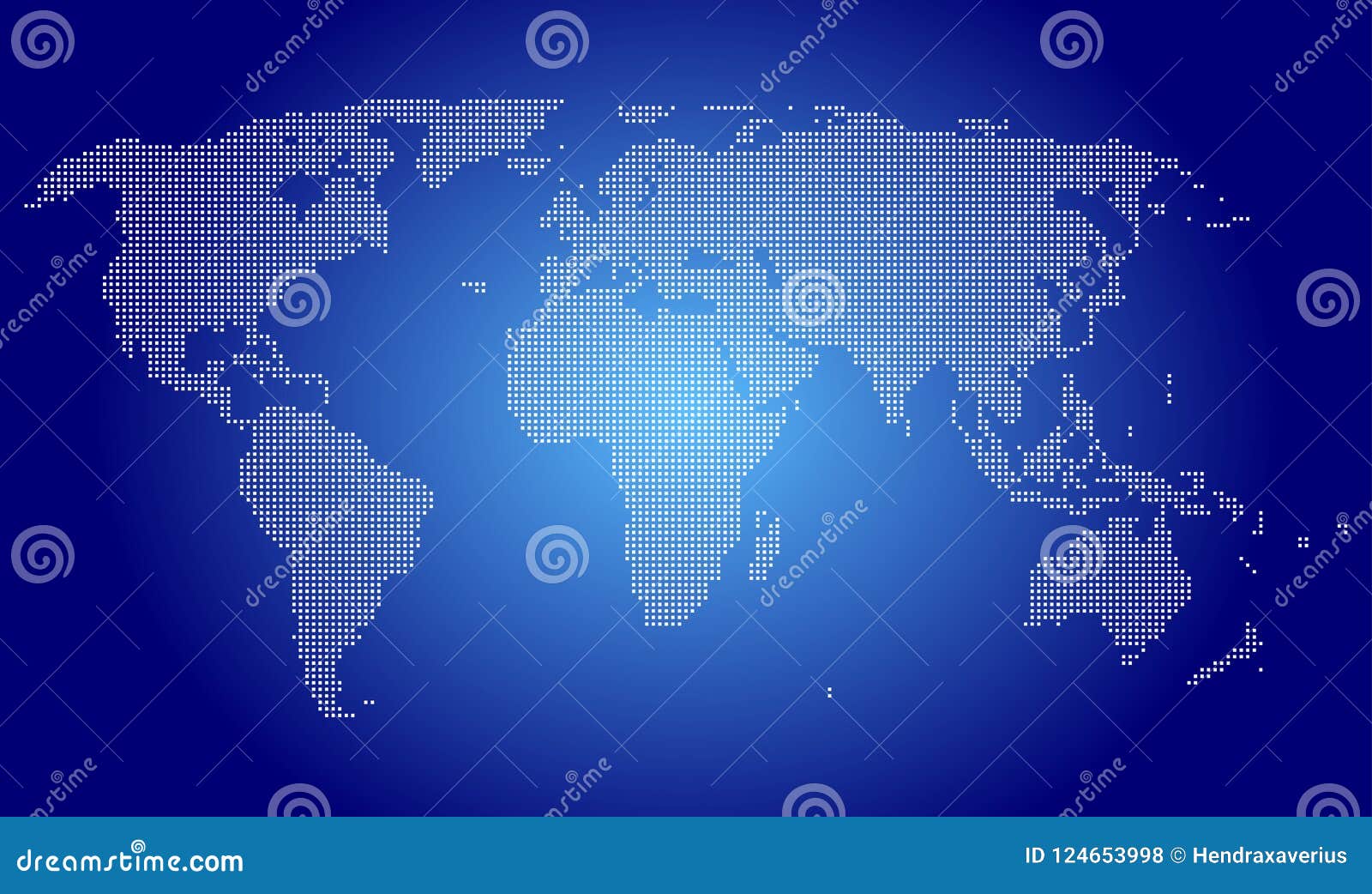 World Map Vector with Blue Square Dots Stock Vector - Illustration of ...