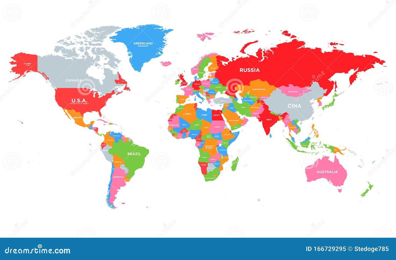 Color Political World Map Illustration. Stock Illustration ...