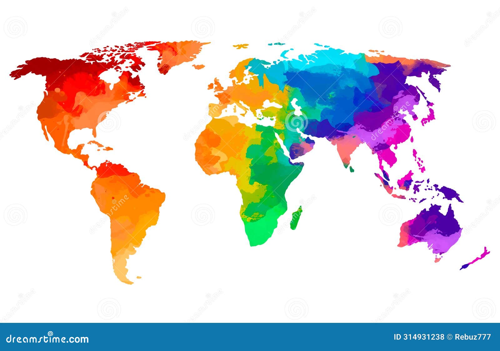 World Map, Vector Colorful Watercolor Illustration. Stock Vector ...