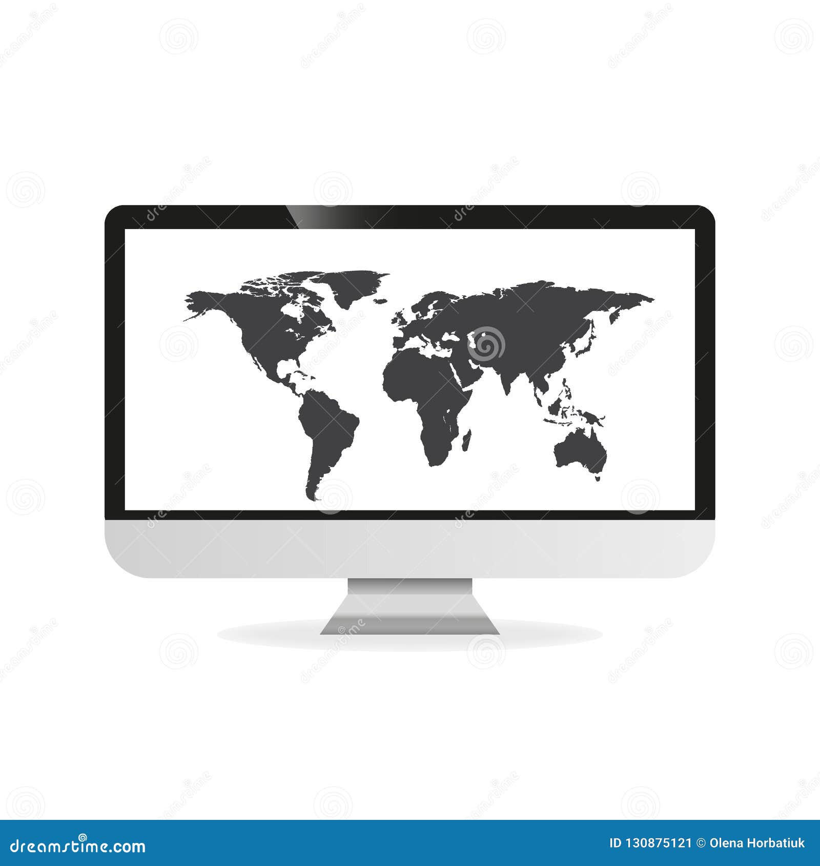 World Map on Vector Computer Display Stock Vector - Illustration of ...