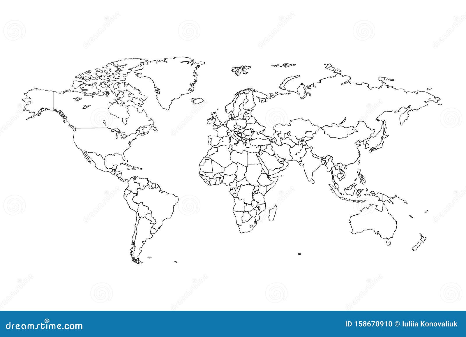 World Map Vector. Contour of World Map Stock Illustration ...