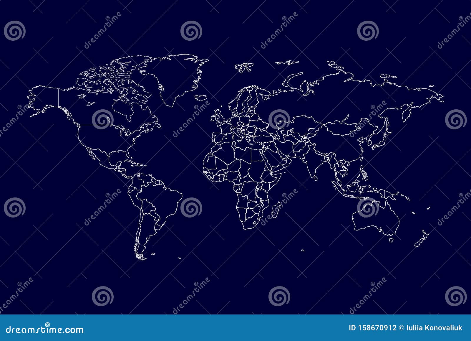 World Map Vector. Contour of World Map Stock Illustration ...