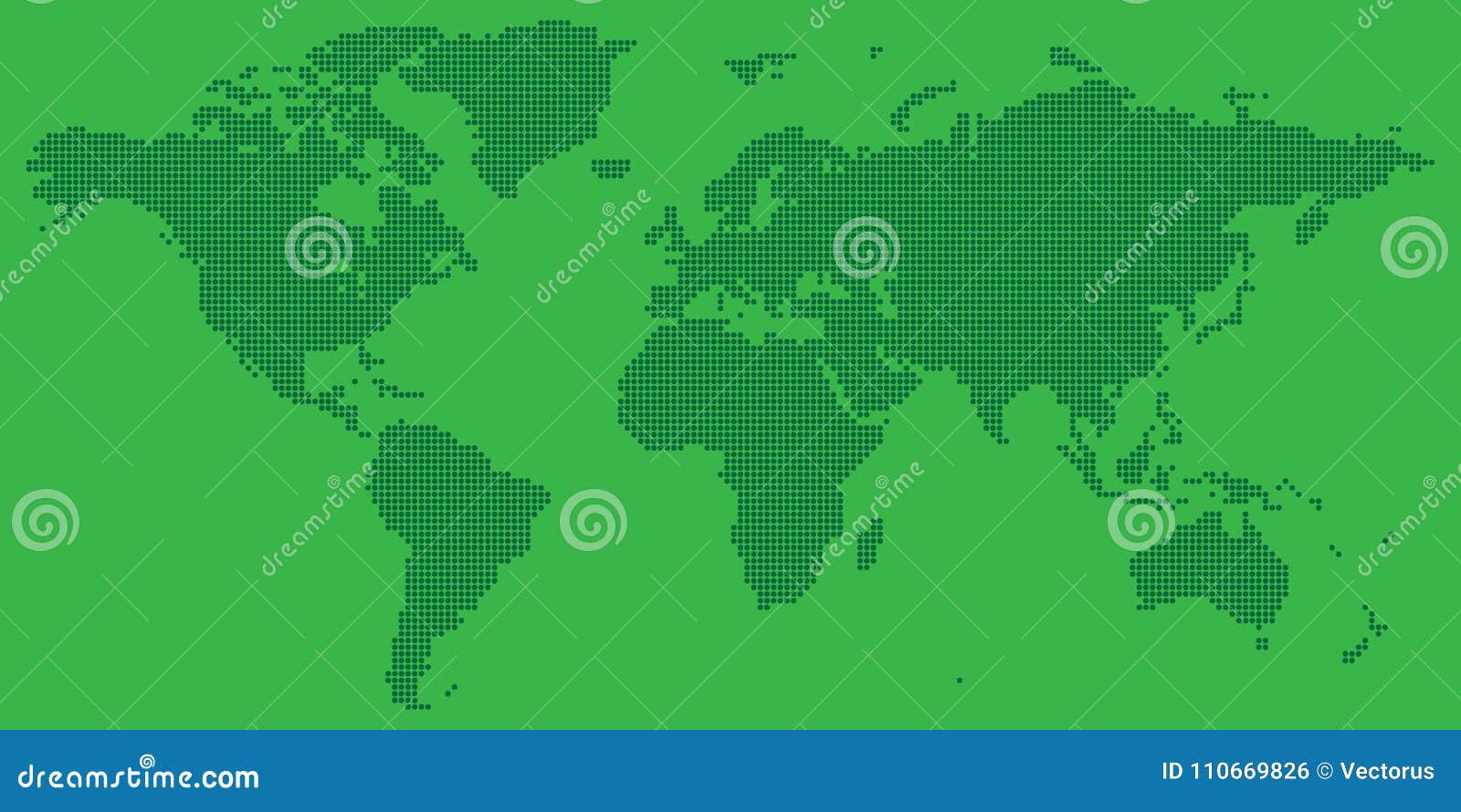 World Map Vector with Dark Green on Light Green Colored Round Dotted ...