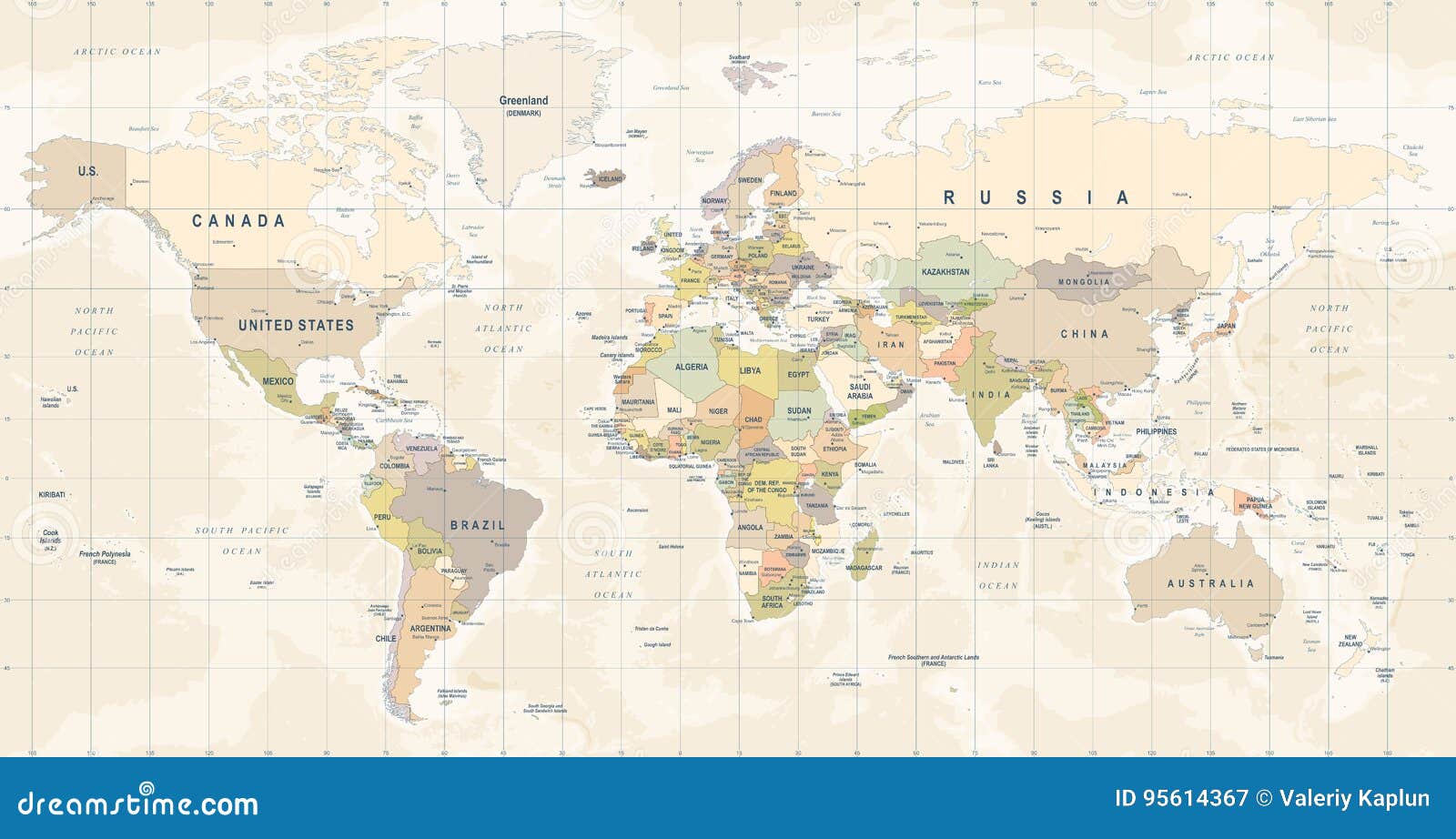 World Map Vector. Detailed Illustration of Worldmap Stock Illustration ...
