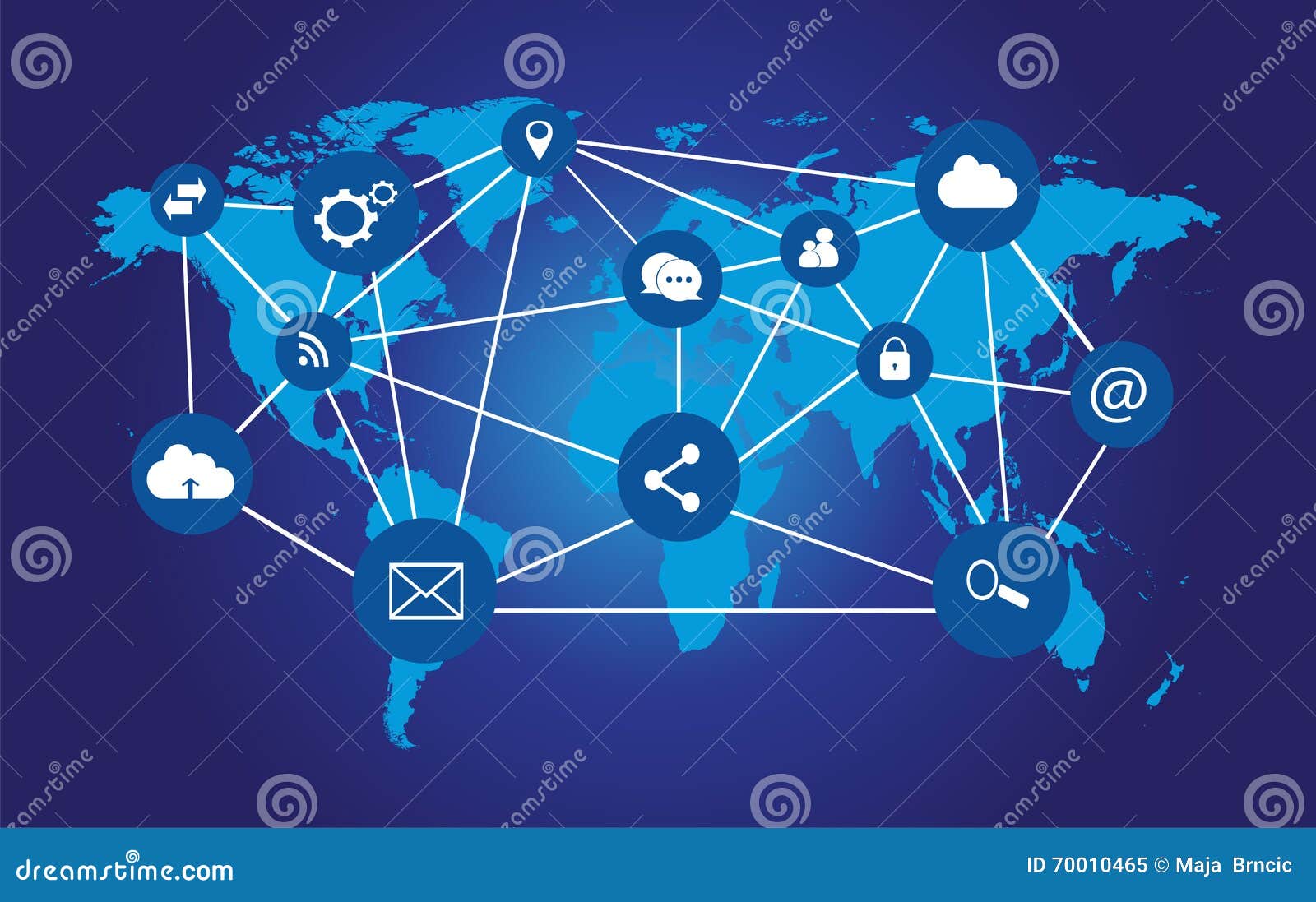 World Map Vector Flat White Infographics with Social Media Stock Vector ...