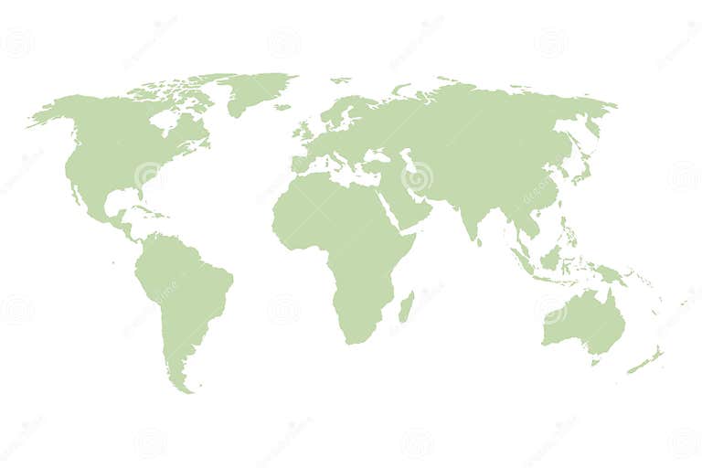 World Map. Vector Green Template. Stock Vector - Illustration of green ...