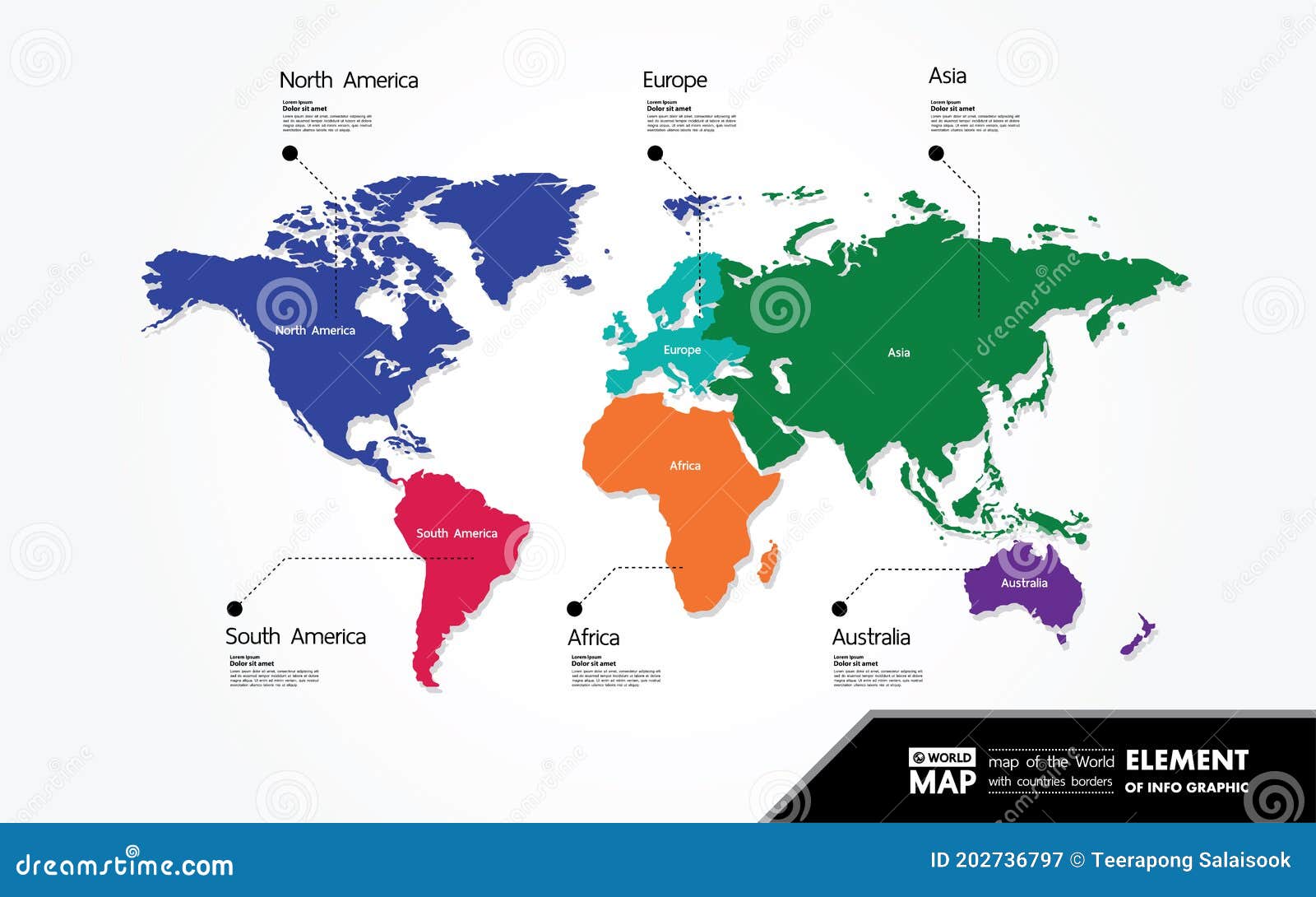 Grand World Map Graphic Element Vector Illustration. Stock Vector ...