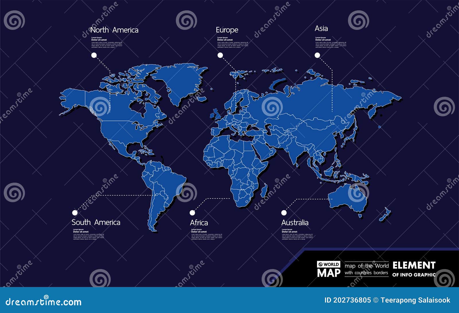 Grand World Map Graphic Element Vector Illustration. Stock Vector ...