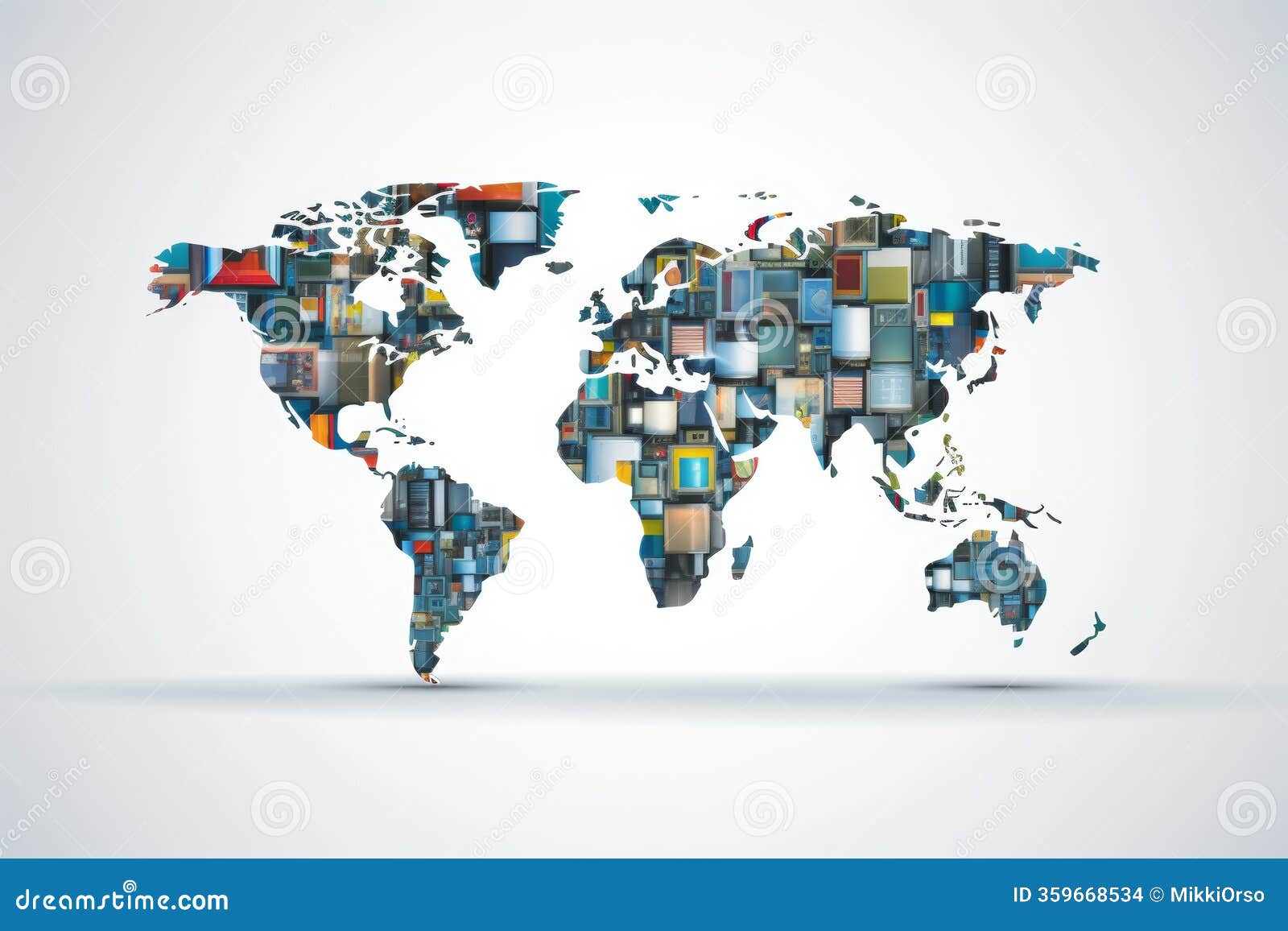 Detailed Global World Map, With Borders And Names Of Countries, Seas ...