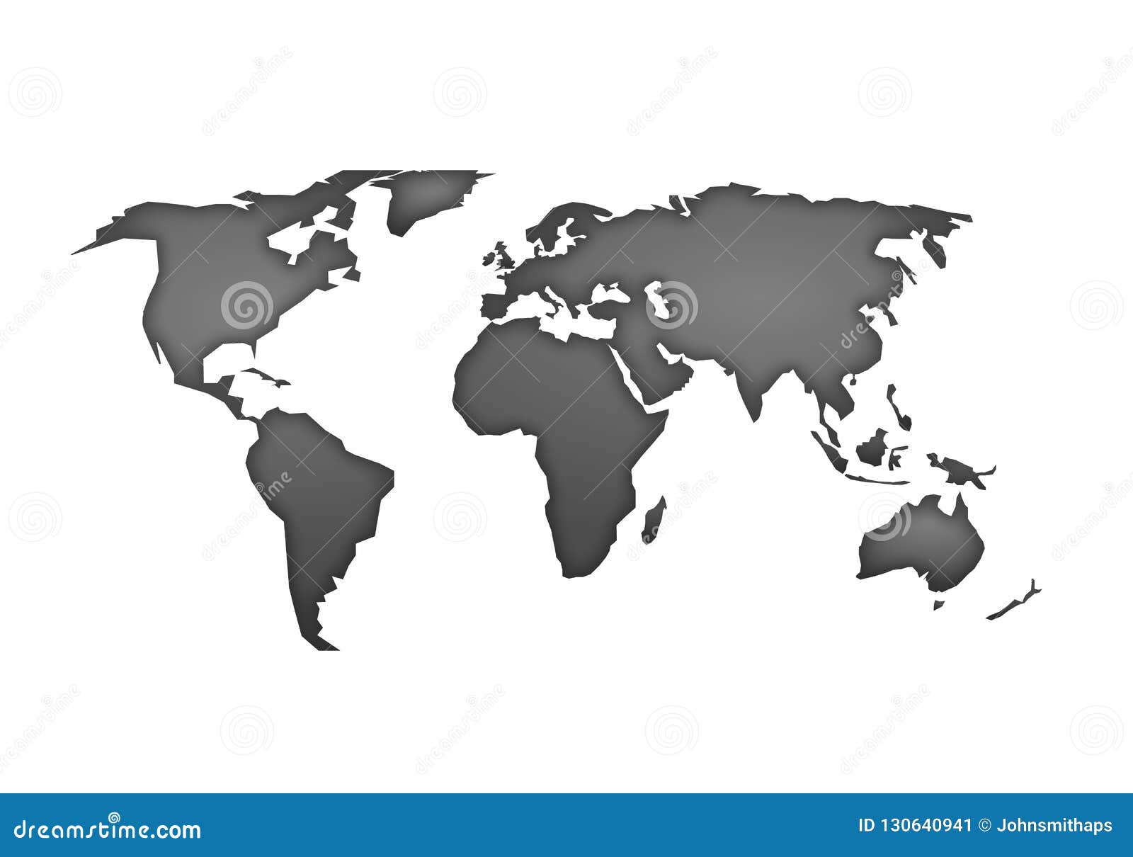 World Map Vector, Isolated on White Background. Flat Earth, Gray Map ...