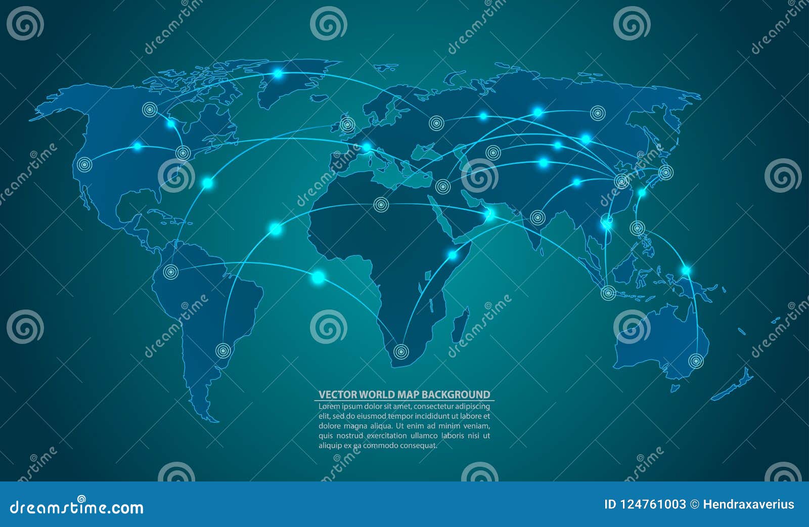 World Map Vector with Network Connection Concepts Stock Vector ...