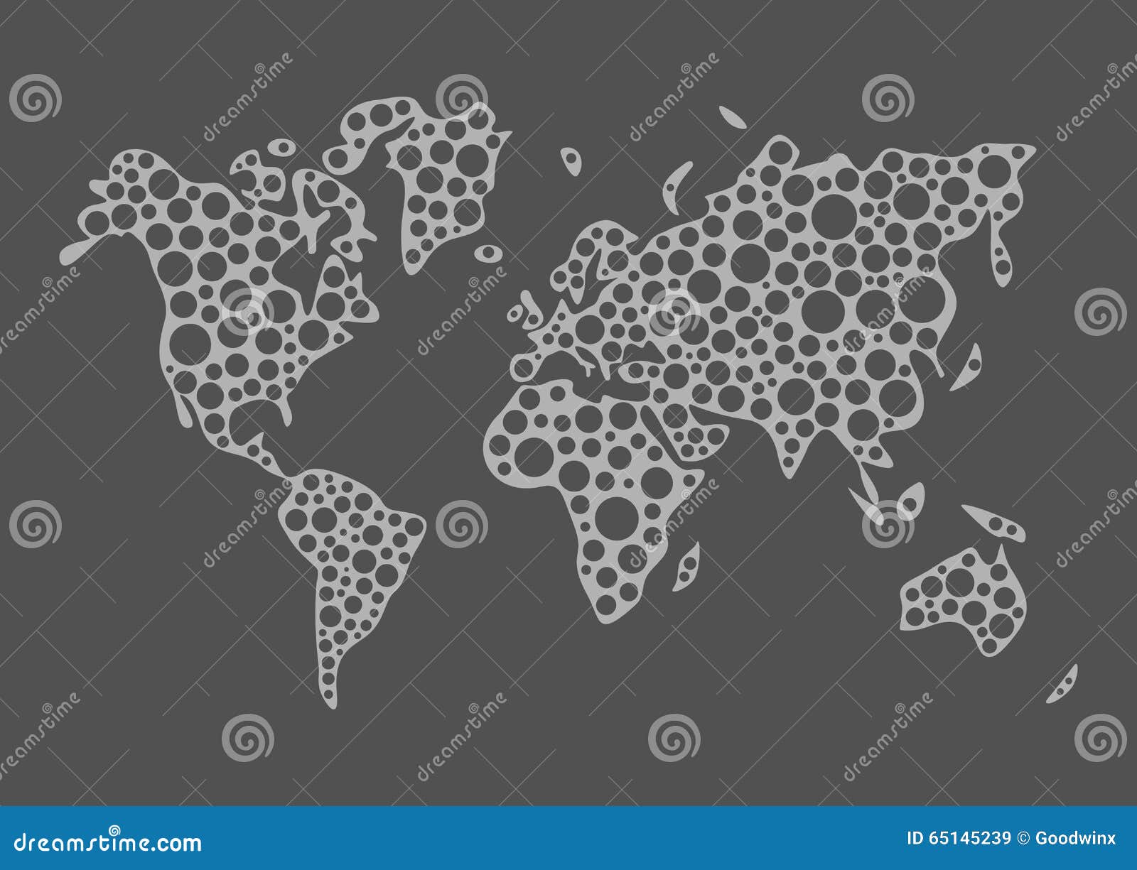 World Map Vector Perforated Holes in the Gray Background Stock Vector ...