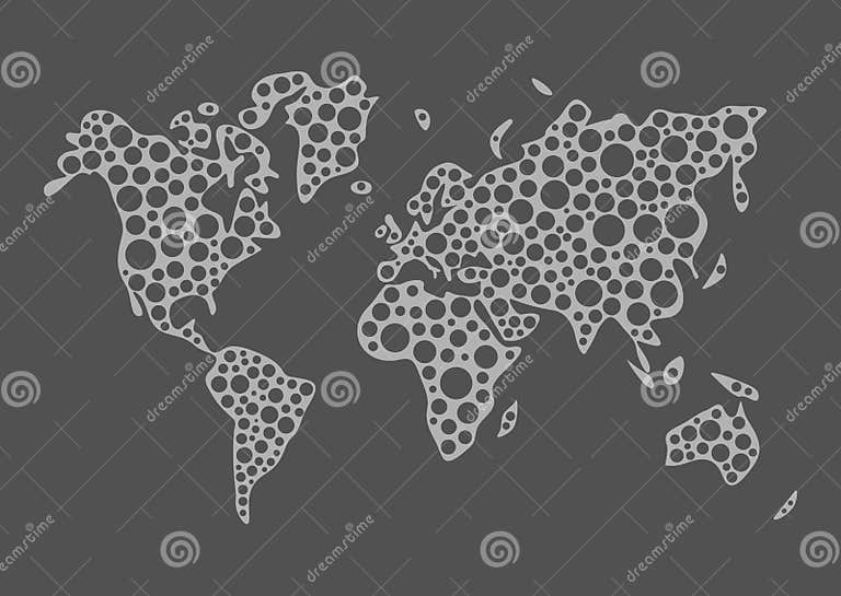 World Map Vector Perforated Holes in the Gray Background Stock Vector ...