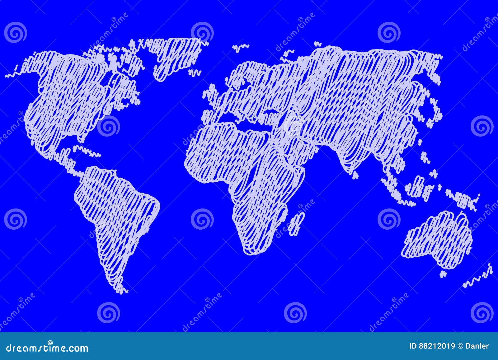 World Map - Vector Scribble Stock Vector - Illustration of continent ...
