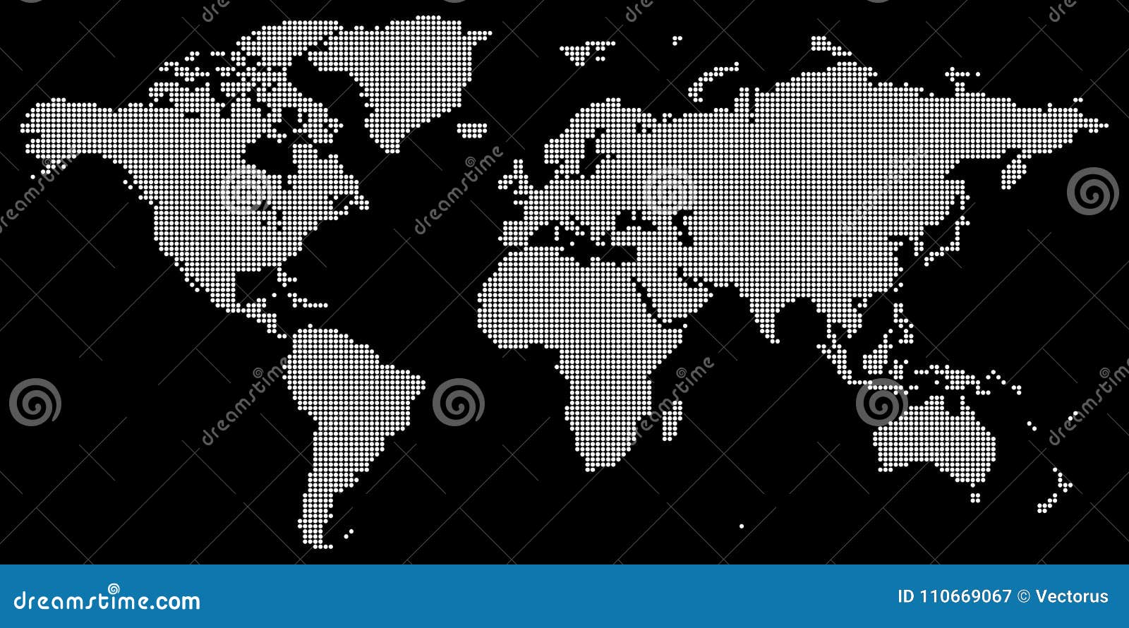 World Map Vector with White Colored Round Dotted Stock Vector ...