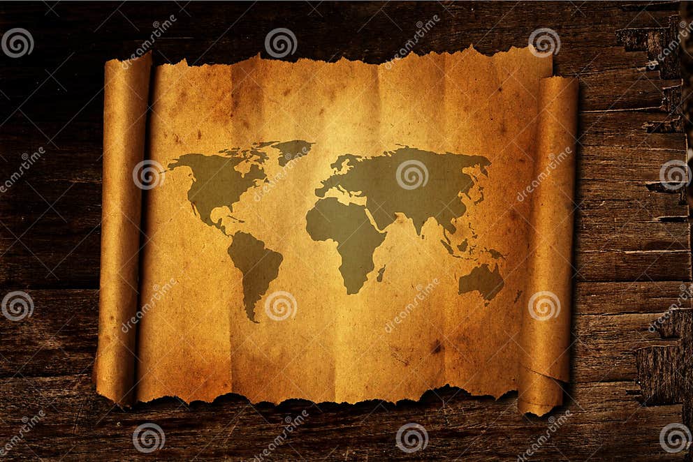 World map on vintage paper stock photo. Image of decorative - 21389674