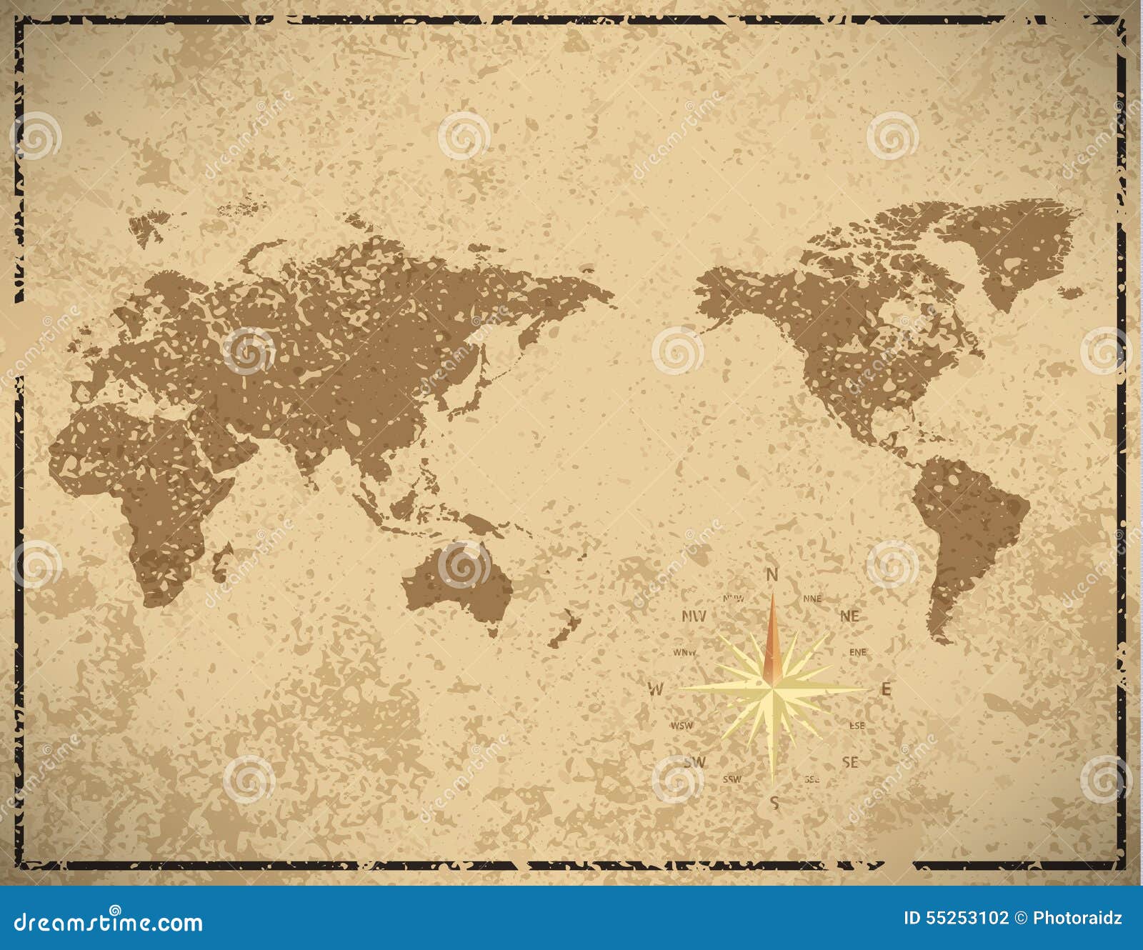 World Map in Vintage Pattern Paper Stock Illustration - Illustration of ...