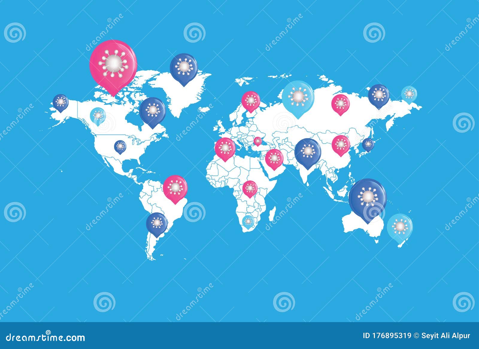 World map and virus stock vector. Illustration of health - 176895319
