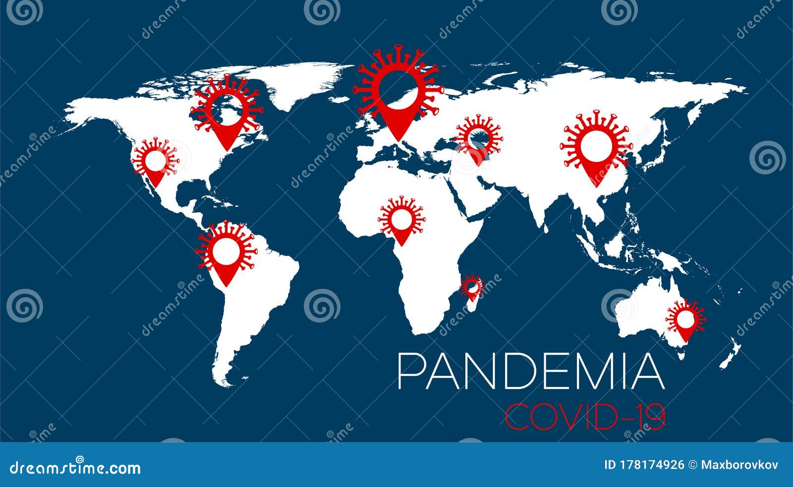 World Map with Virus Map Pointers Stock Vector - Illustration of ...