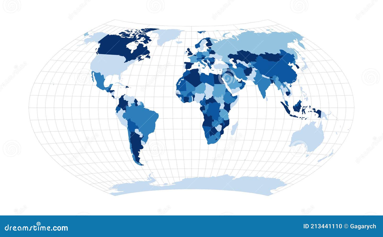 World Map. Wagner Projection Stock Illustration - Illustration of ...