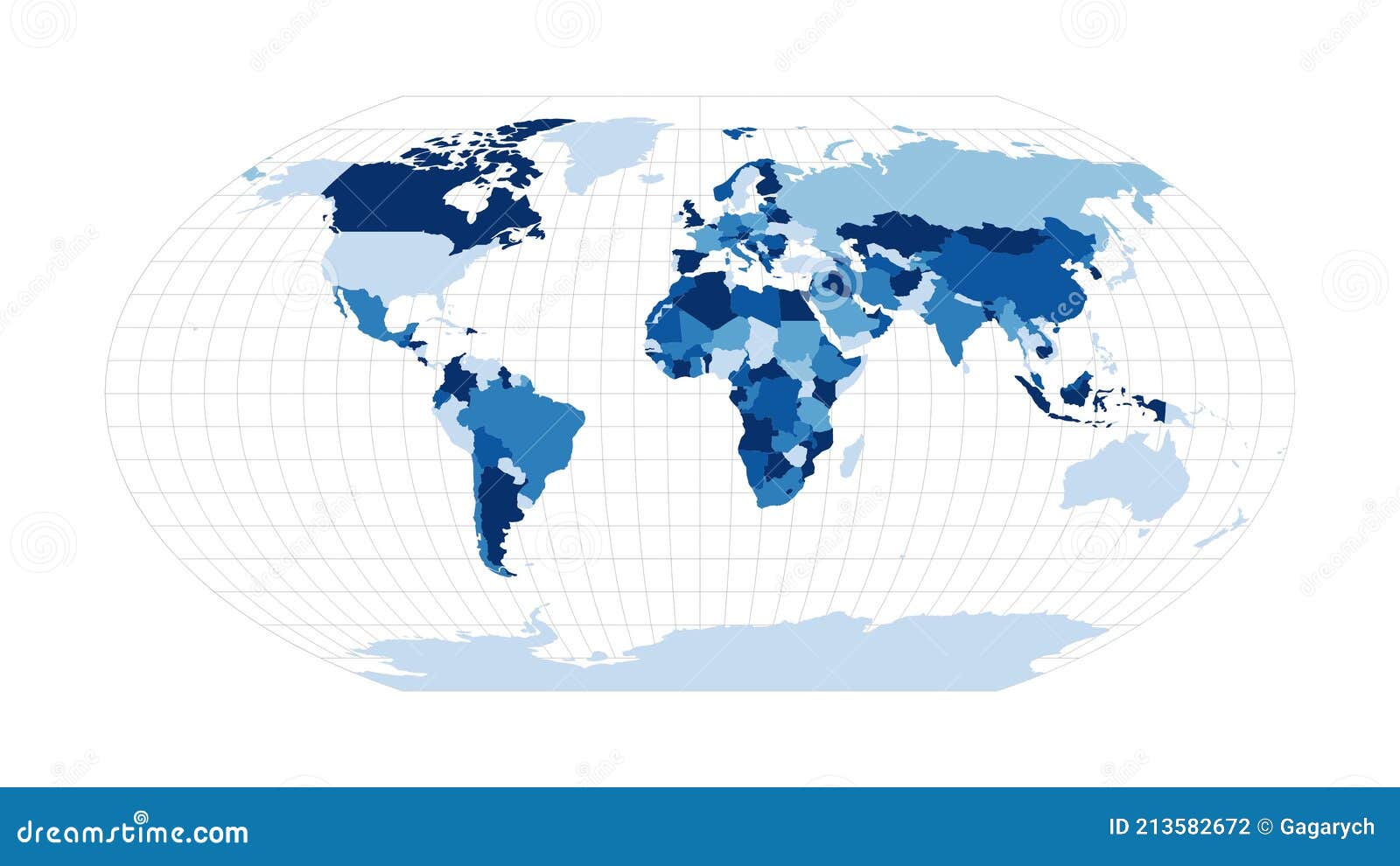 World Map. Wagner VI Projection Stock Illustration - Illustration of ...