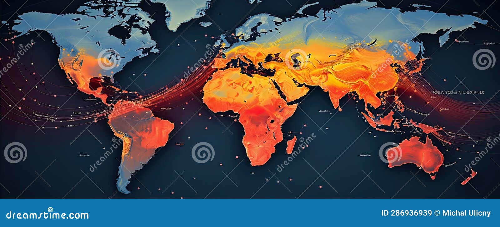 World Map, Weather Screen Forecast Stock Illustration - Illustration of ...