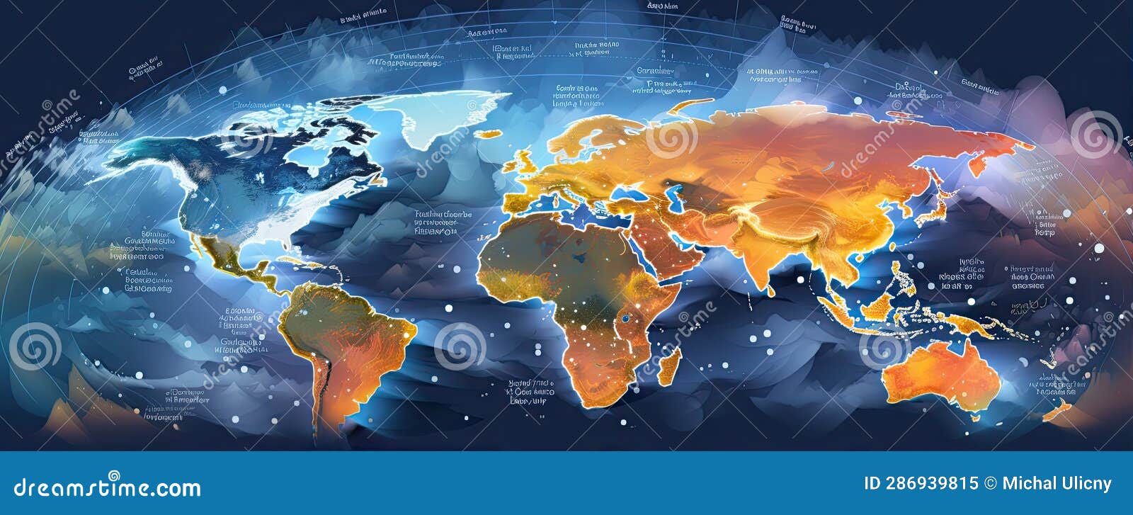 World Map, Weather Screen Forecast Stock Illustration - Illustration of ...