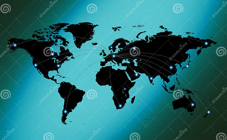 World Map with Some Connections Stock Illustration - Illustration of ...