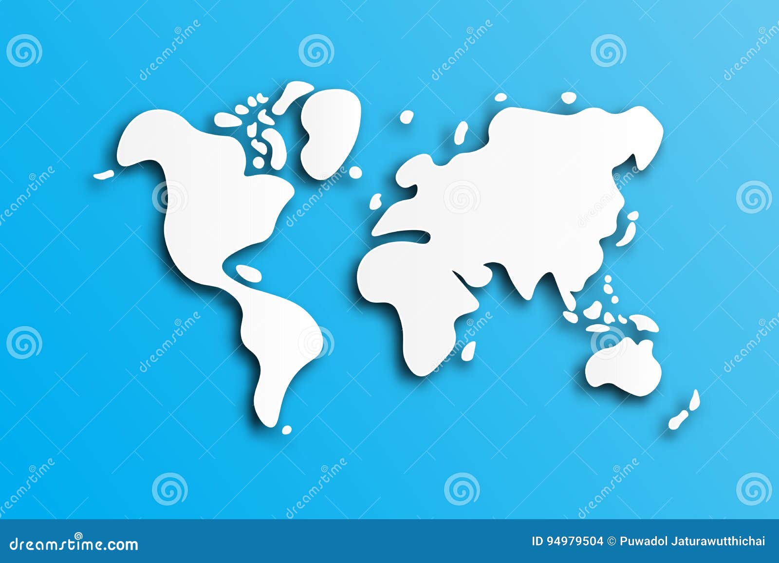 World Map . White Paper Art and Doodle Style Stock Vector ...
