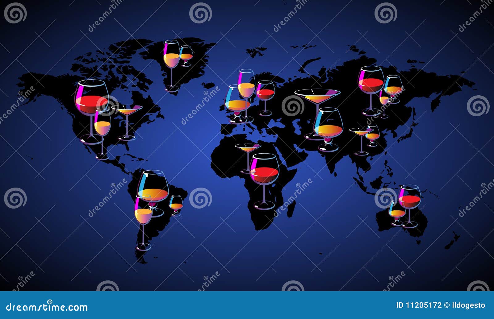 World map with wines stock vector. Illustration of winemap - 11205172