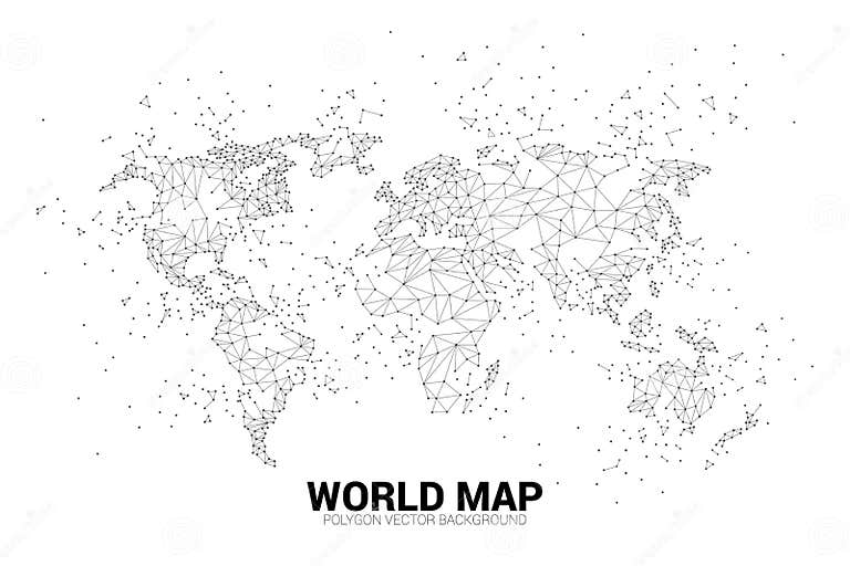 World Map Wireframe Dot Connect Line from Particle: Concept of World ...