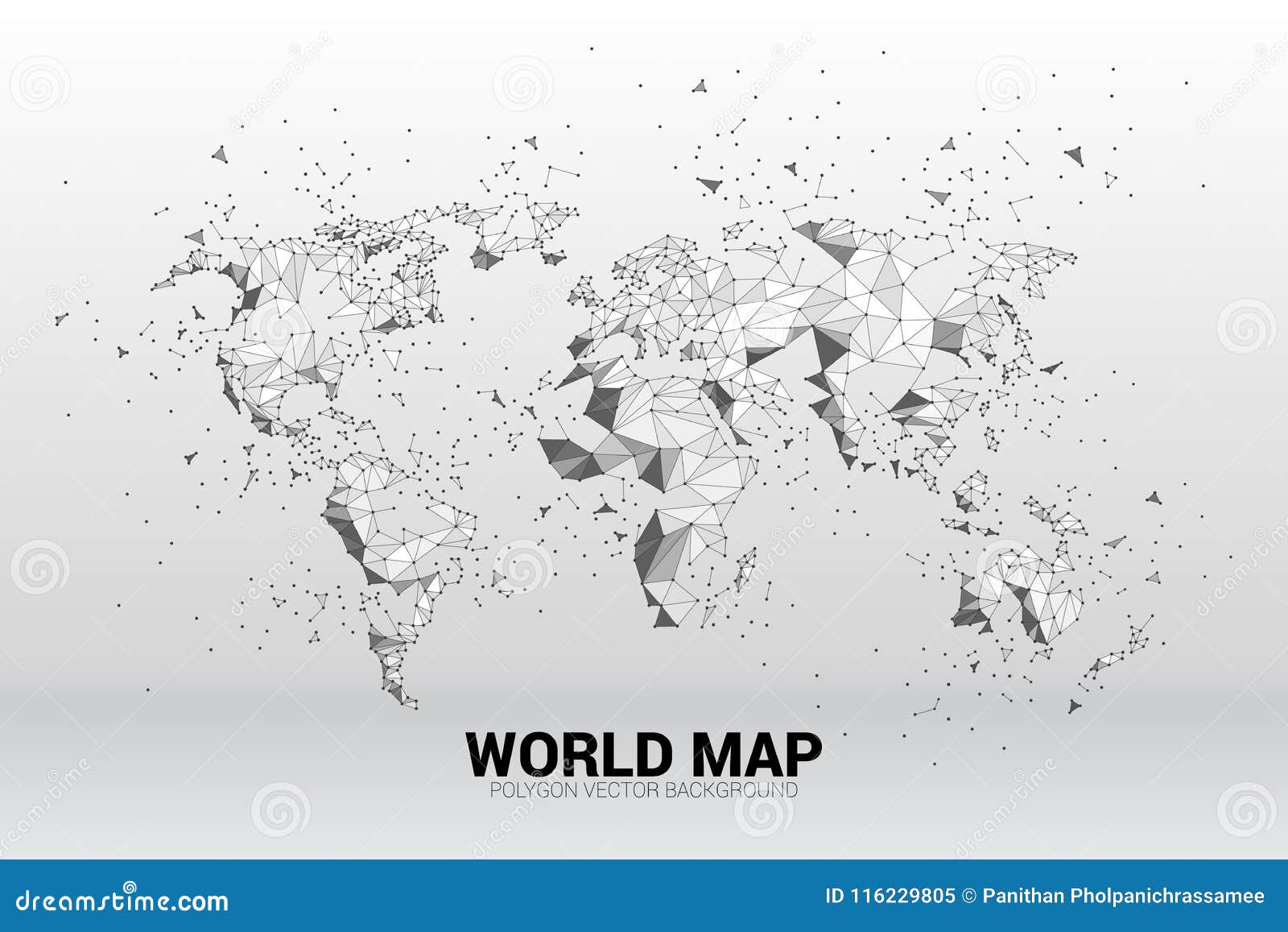World Map Wireframe Dot Connect Line from Particle: Concept of World ...